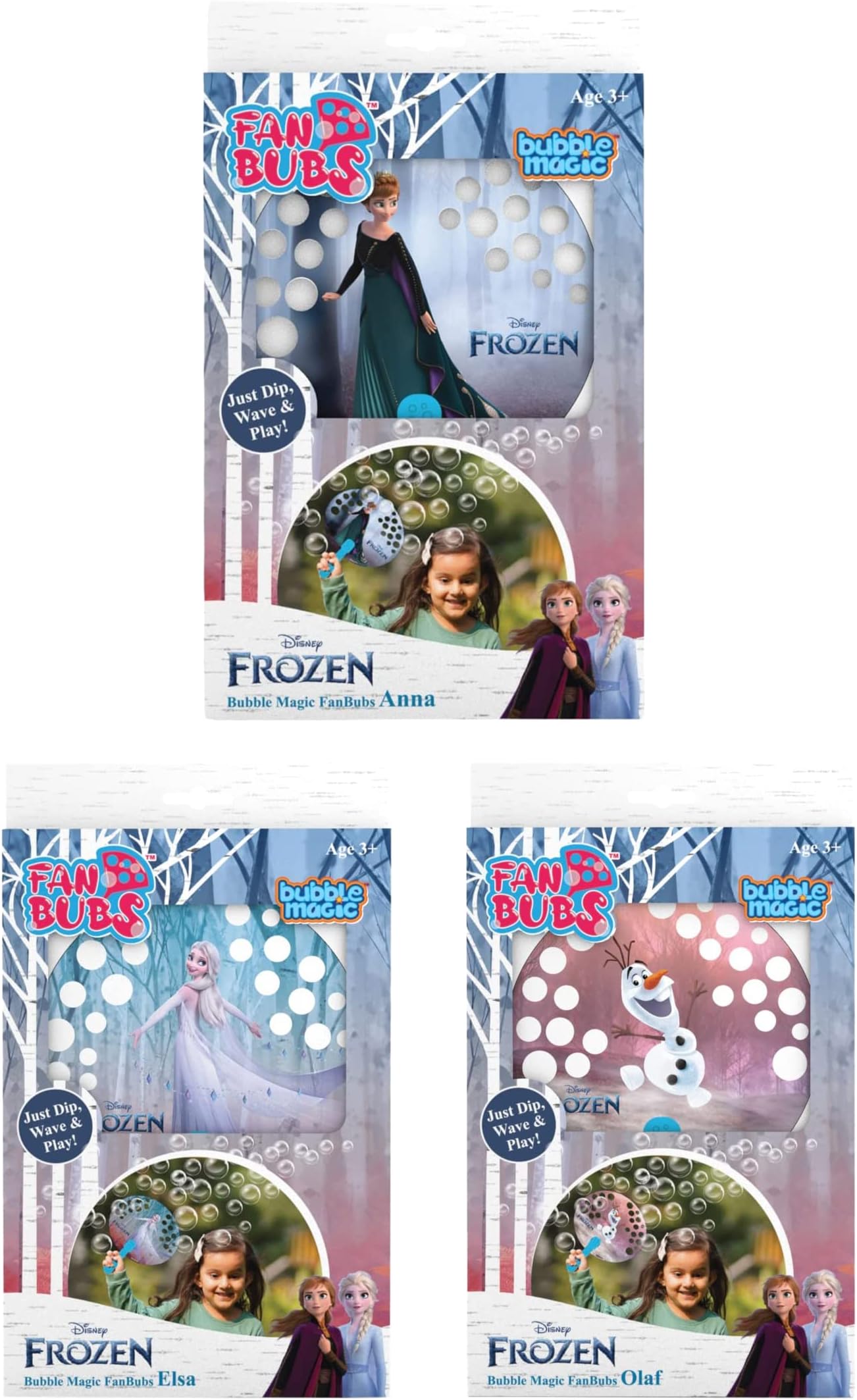 Buy Bubble Magic Fan Bubs-Frozen Combo - Pack of 3 Anna,Elsa,Olaf ...