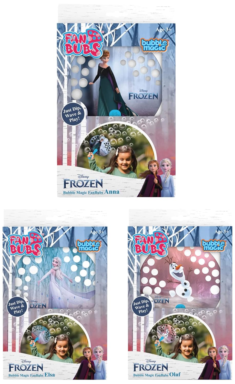 Buy Bubble Magic Fan Bubs-Frozen Combo - Pack of 3 Anna,Elsa,Olaf ...