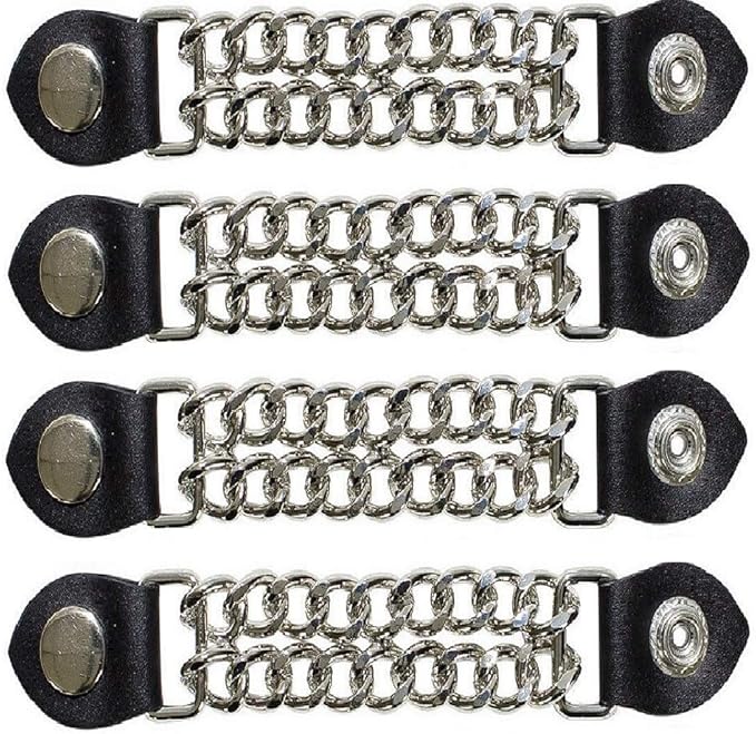 Amazon.com: Motorcycle Leather Vest Button Chain Extenders Plain Snap ...