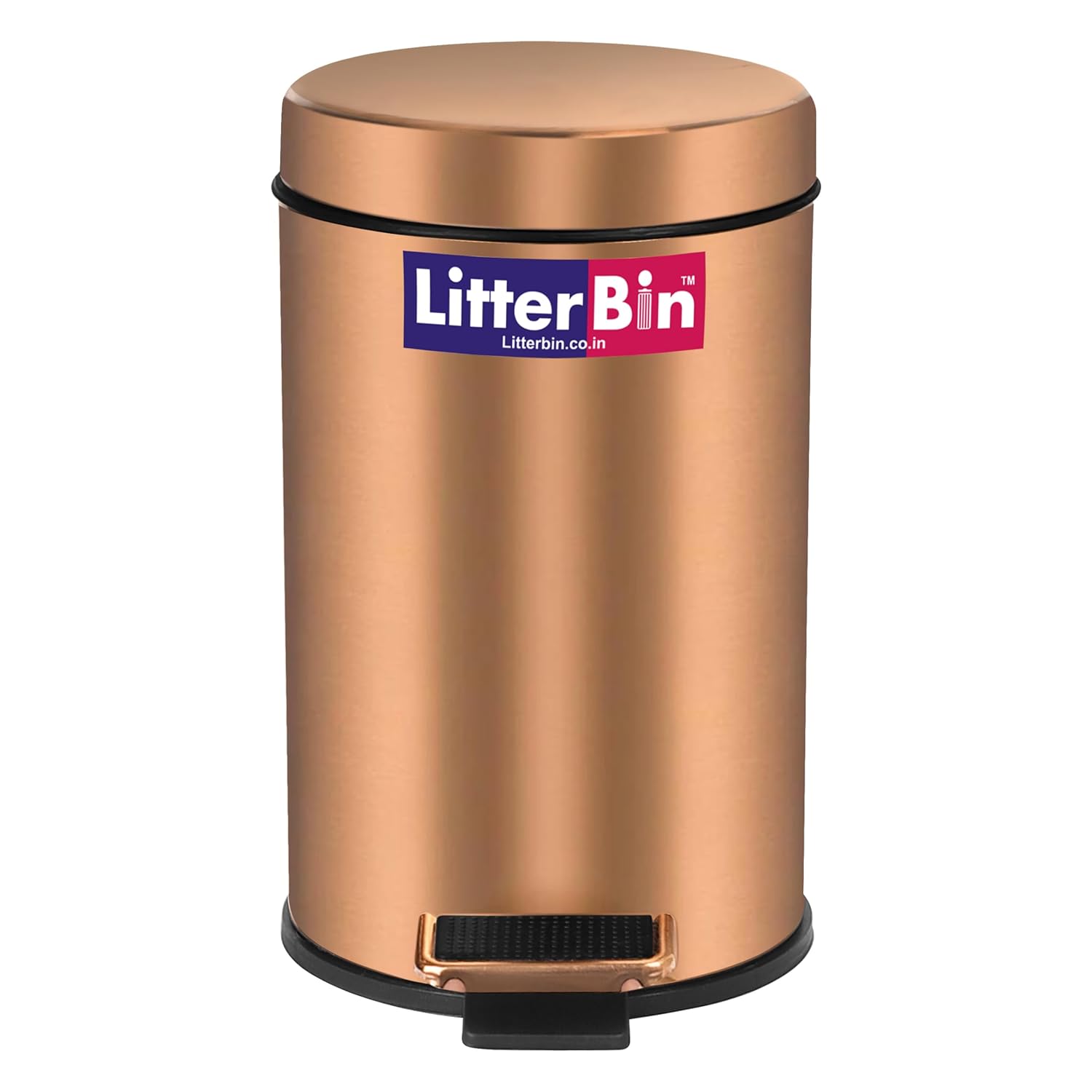 LITTERBIN Stainless Steel Pedal Dustbin with Lid | Small Compact Space Saver SS Trash Can for ...
