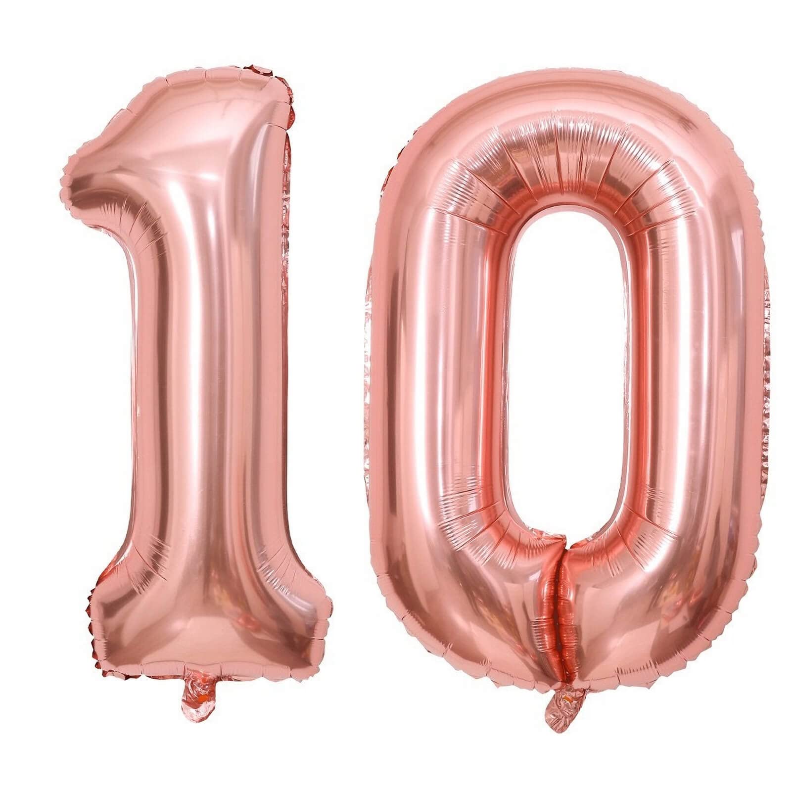 Amazon.com: 40 Inch Rose Gold 10 Number Balloons Giant 10 Balloons Rose ...