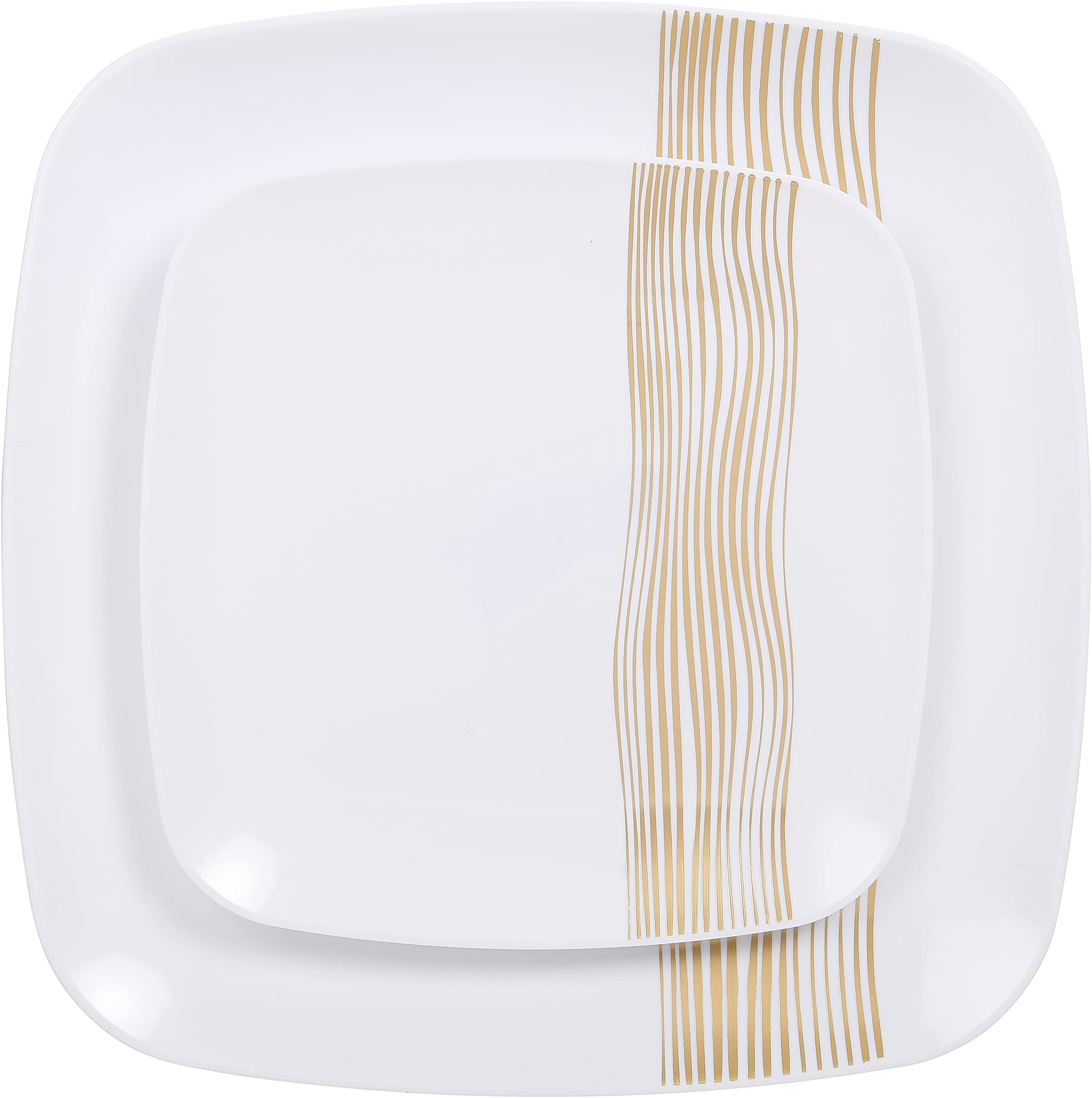 Amazon.com: Efavormart 10 Pack | 10" White/Gold Wavy Rim Square Hard ...