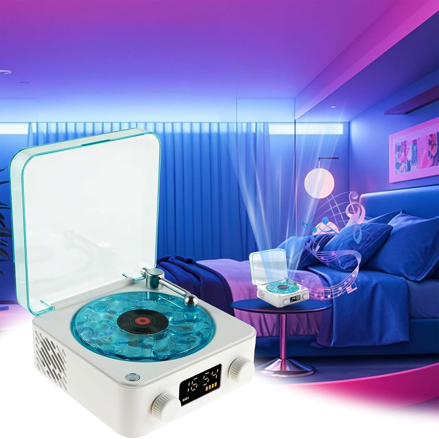 Amazon.com: Waves Vinyl Player Bluetooth Speaker, Record Player ...