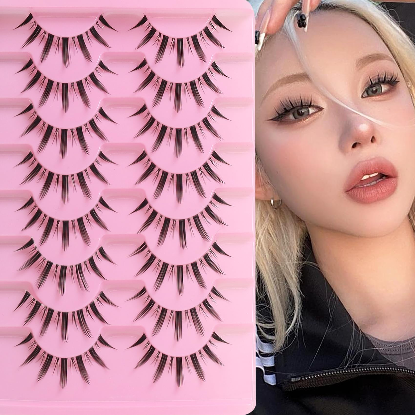 Amazon.com: Ahrikiss Manga Lashes Natural Look Wispy Anime Lashes Soft ...