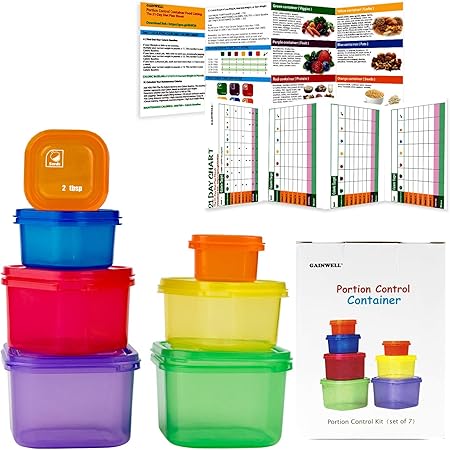 Amazon.com: Portion Control Container and Food Plan (Labeled 14 Pcs ...
