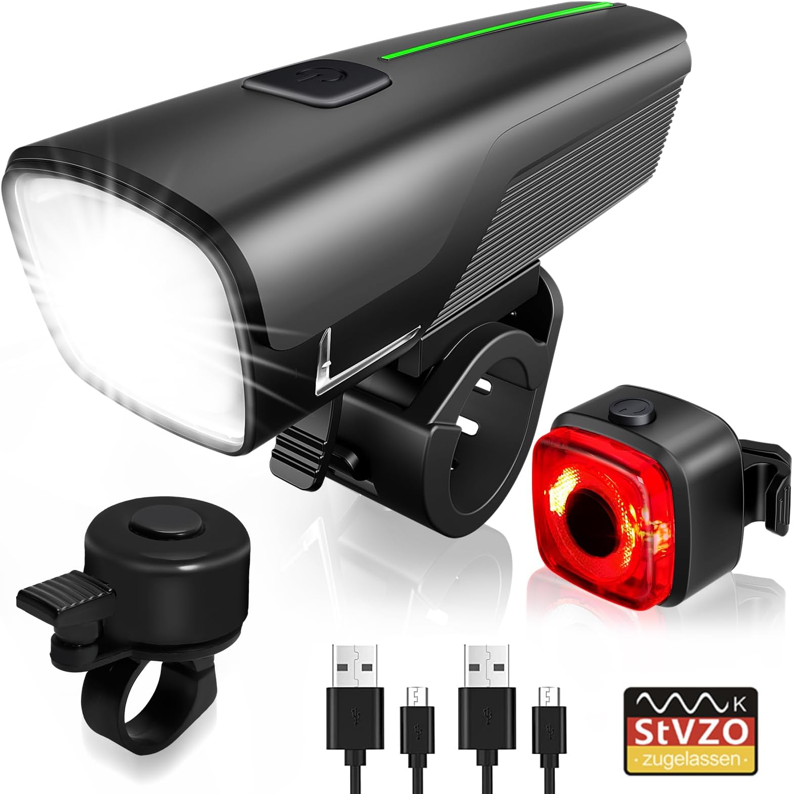 Vont Fahrradlicht Set,StVZO Zugelassen Fahrradbeleuchtung丨USB Aufladbar ...