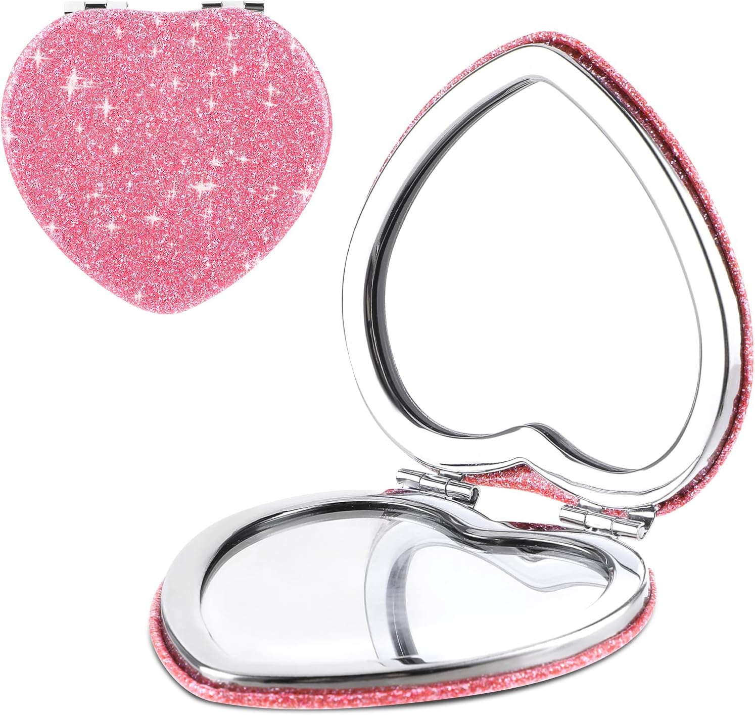 Amazon.com: Mabor Heart Shaped Compact Mirror, Pocket Mirror Portable Double Sided 1x/2x ...