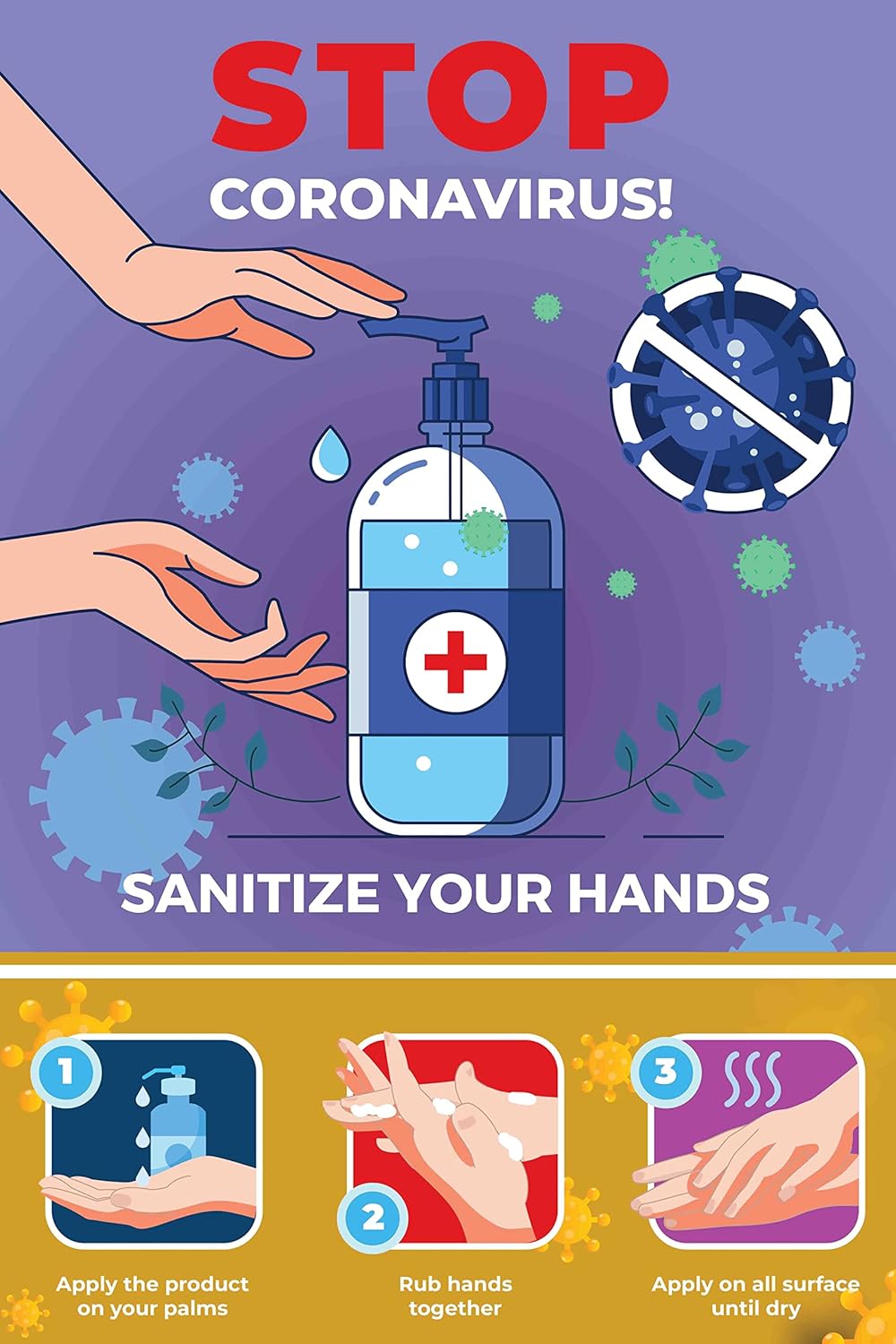 Covid 19 Sticker Poster-Awareness Poster|Sanitize Your Hands poster ...