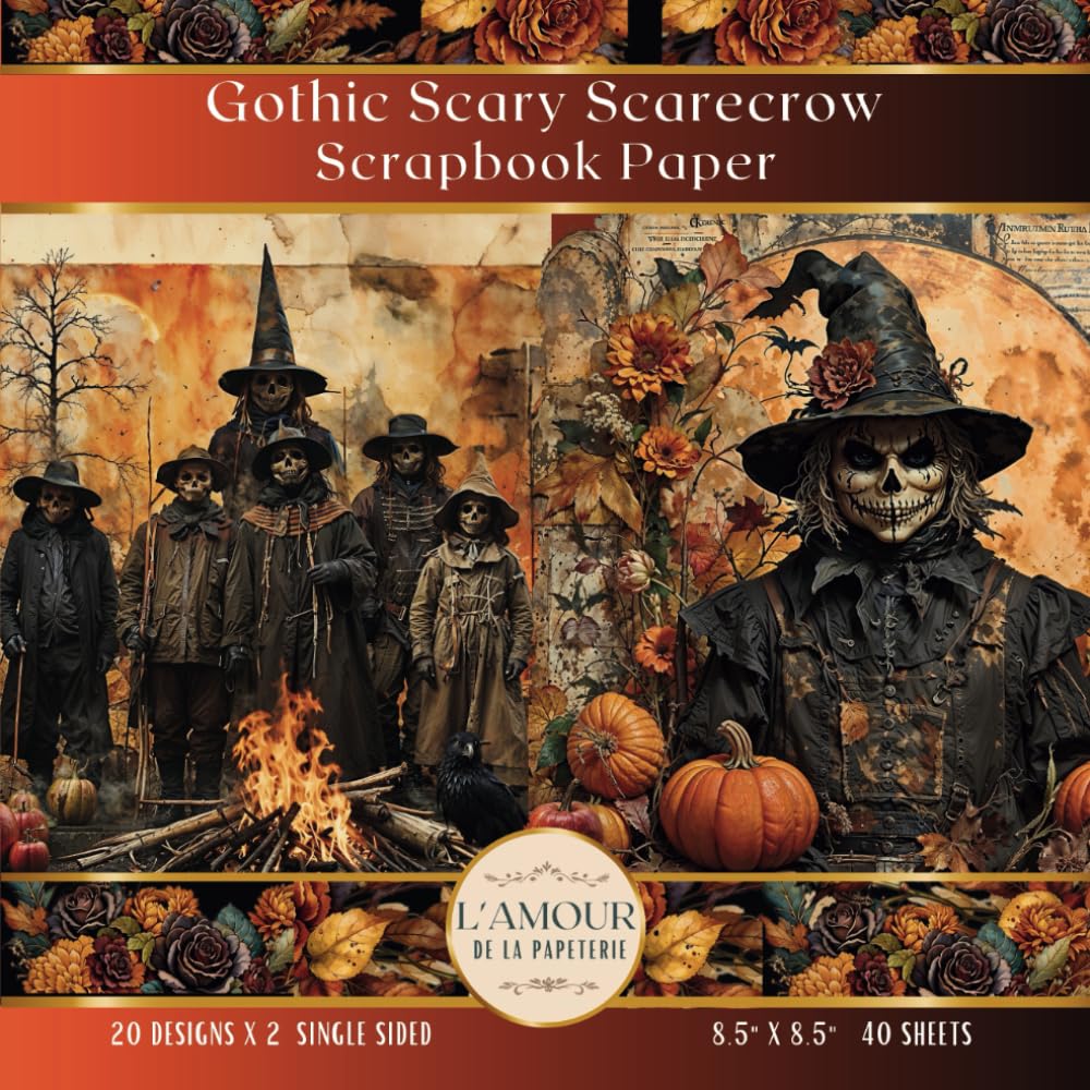 Gothic Scary Scarecrow Scrapbook Paper |: Junk Journaling, Collage ...
