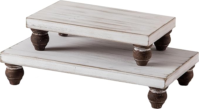 Amazon.com: SOFE Rectangular Wood Risers Display Stands - Rustic White ...