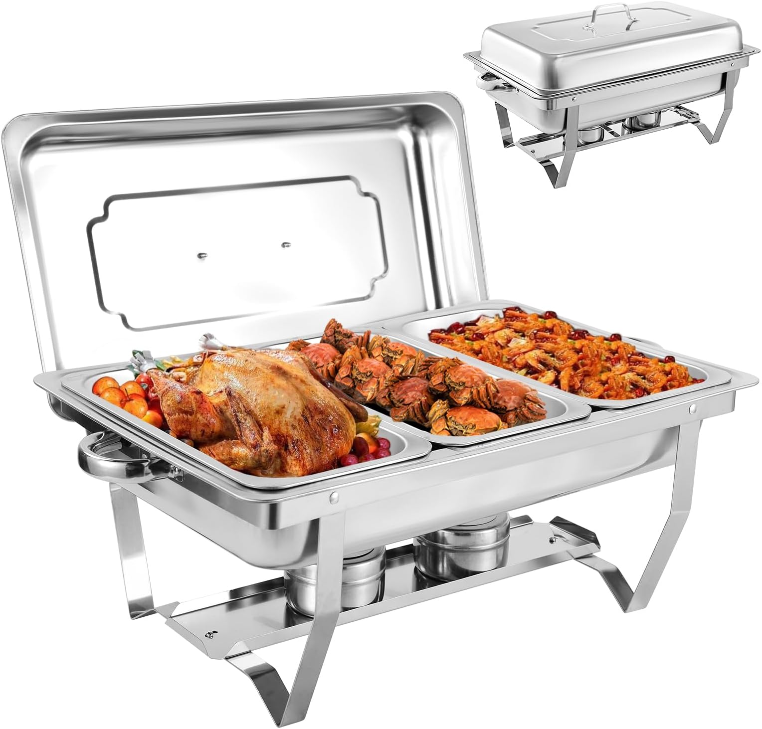 Calentador De Buffet Electrico Chafing Dish De Ajustables, Portátil ...