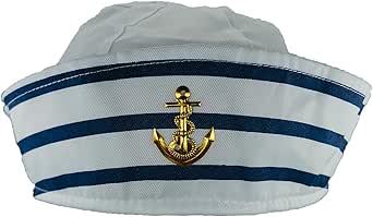 Amazon.com: PEWHAUL Sailor Hat Captain Navy Hat Adjustable Width Blue ...
