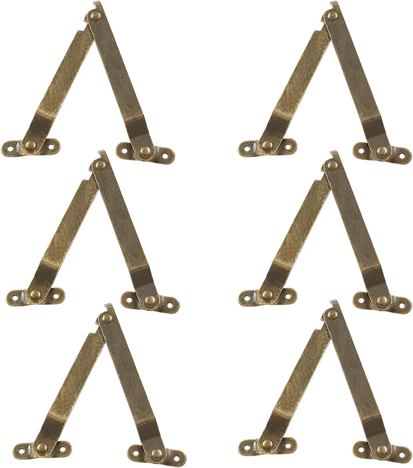 Kemcatui 6 Pcs Lid Folding Support Hinges - Antique Brass Lid Stay ...