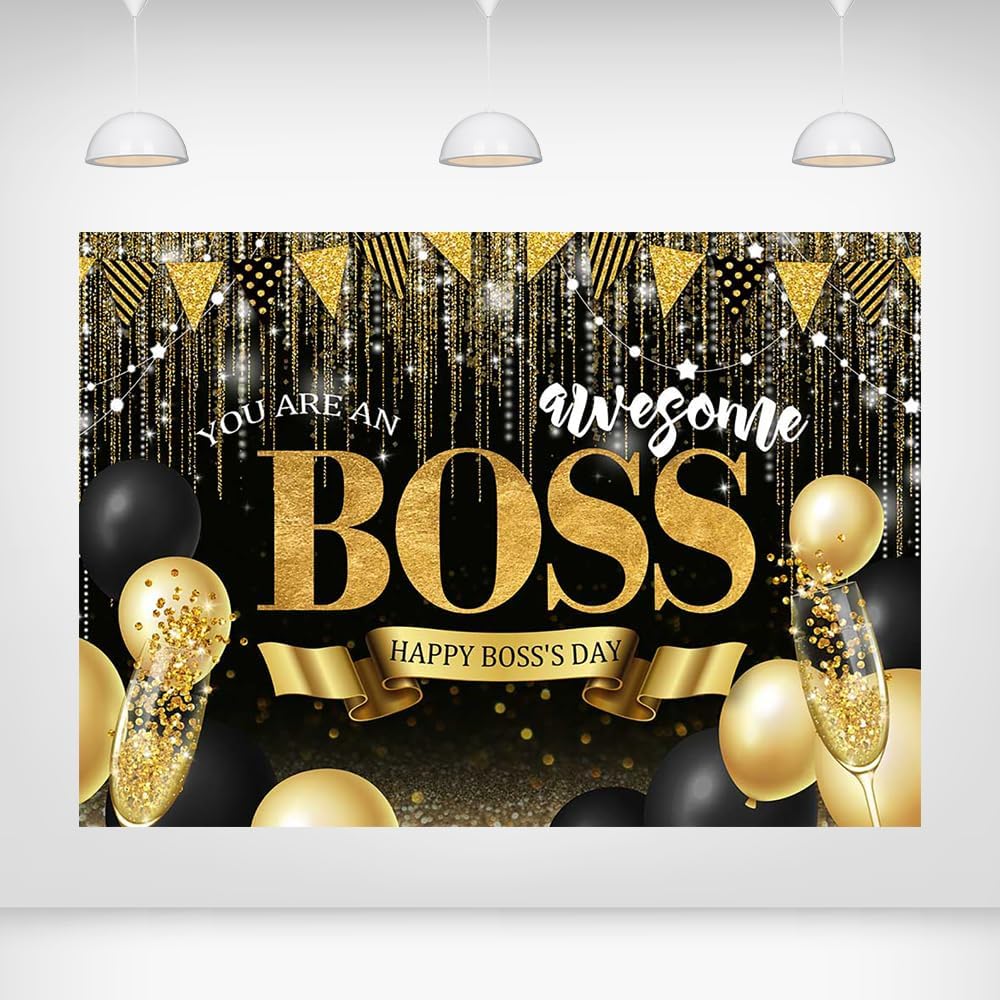 Amazon.com : Mixweer 71'' x 43'' Boss's Day Backdrop Banner Happy Boss ...