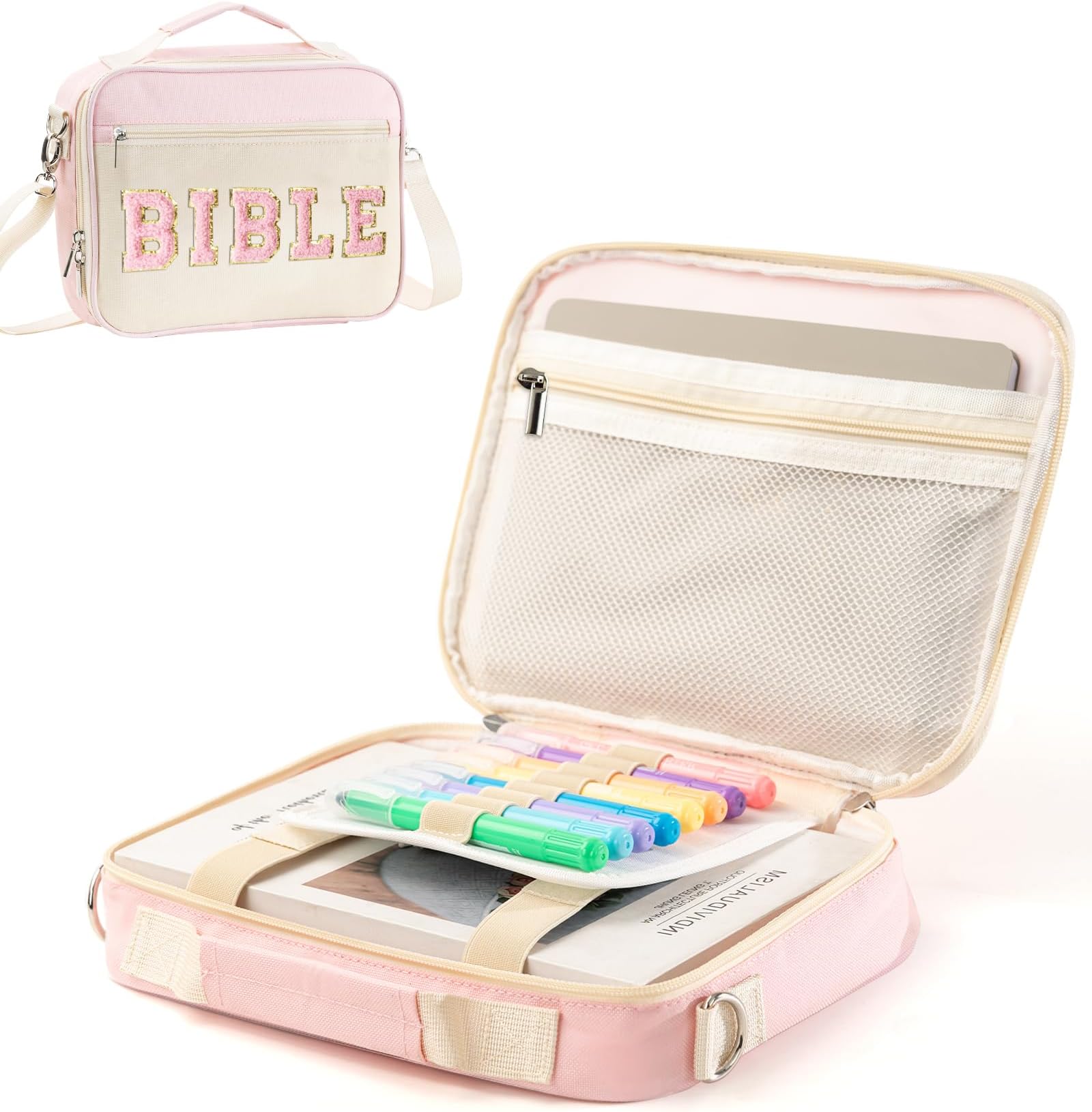 Amazon.com: Telawsfun Bible Cover Case with Large Chenille Letter, Pink ...