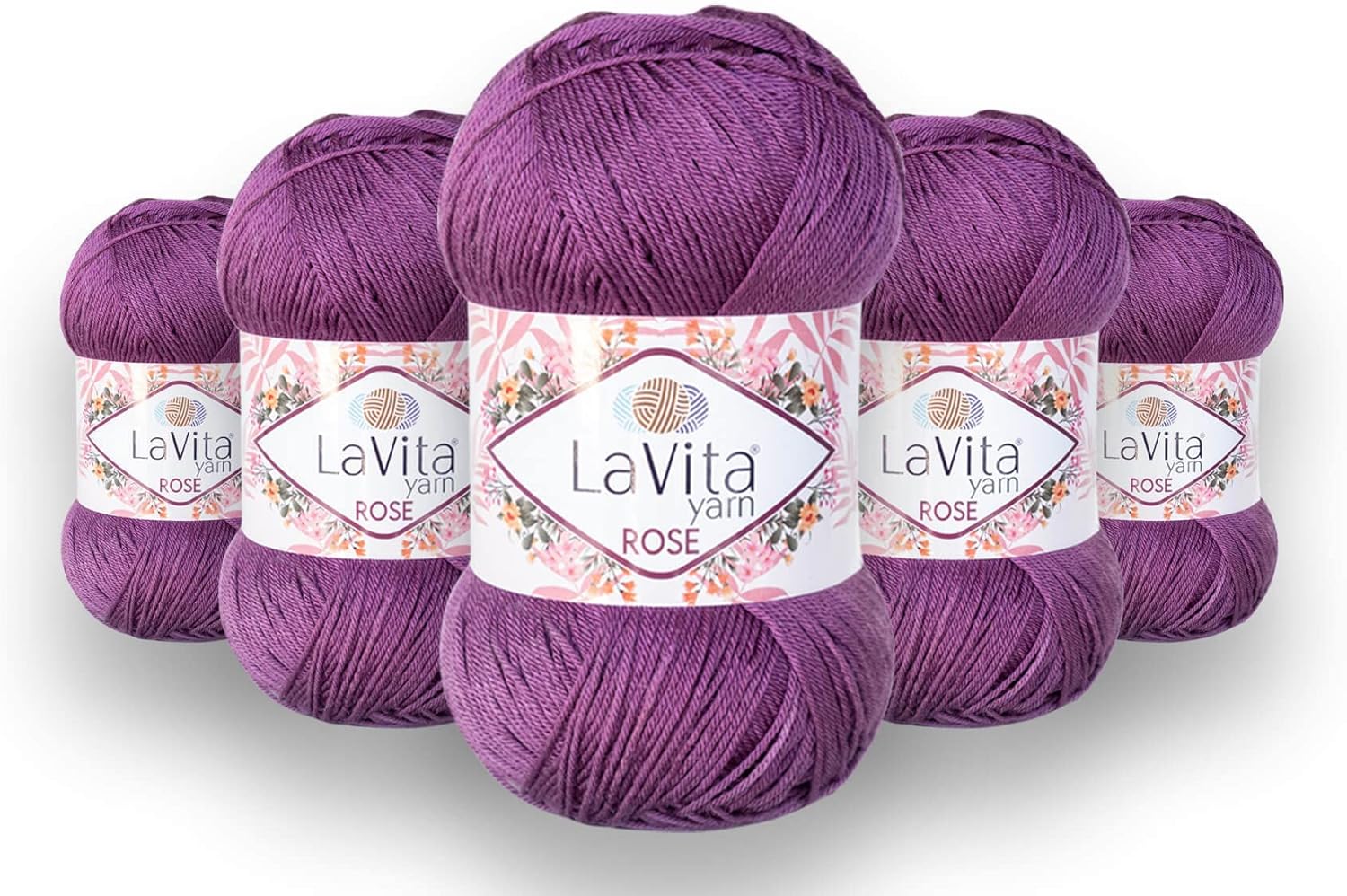 LaVita Yarn Rose Hand Knitting Yarn, 5-Pieces Pack 100% Acrylic Yarn ...