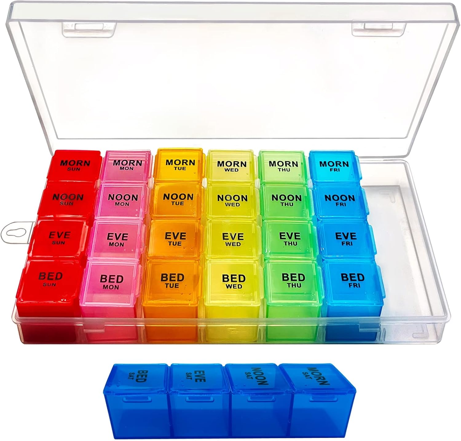ZVZM Large Pill Box Organiser 7 Day 4 Times a Day, Tablet Organiser Box ...