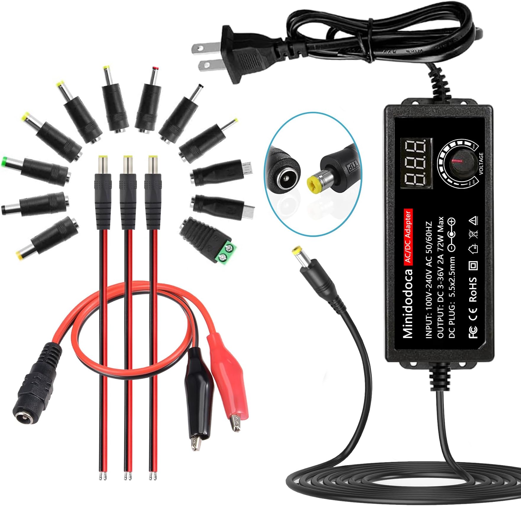 Amazon.com: 72W Power Supply Adjustable DC 3V ~ 36V Variable Universal ...