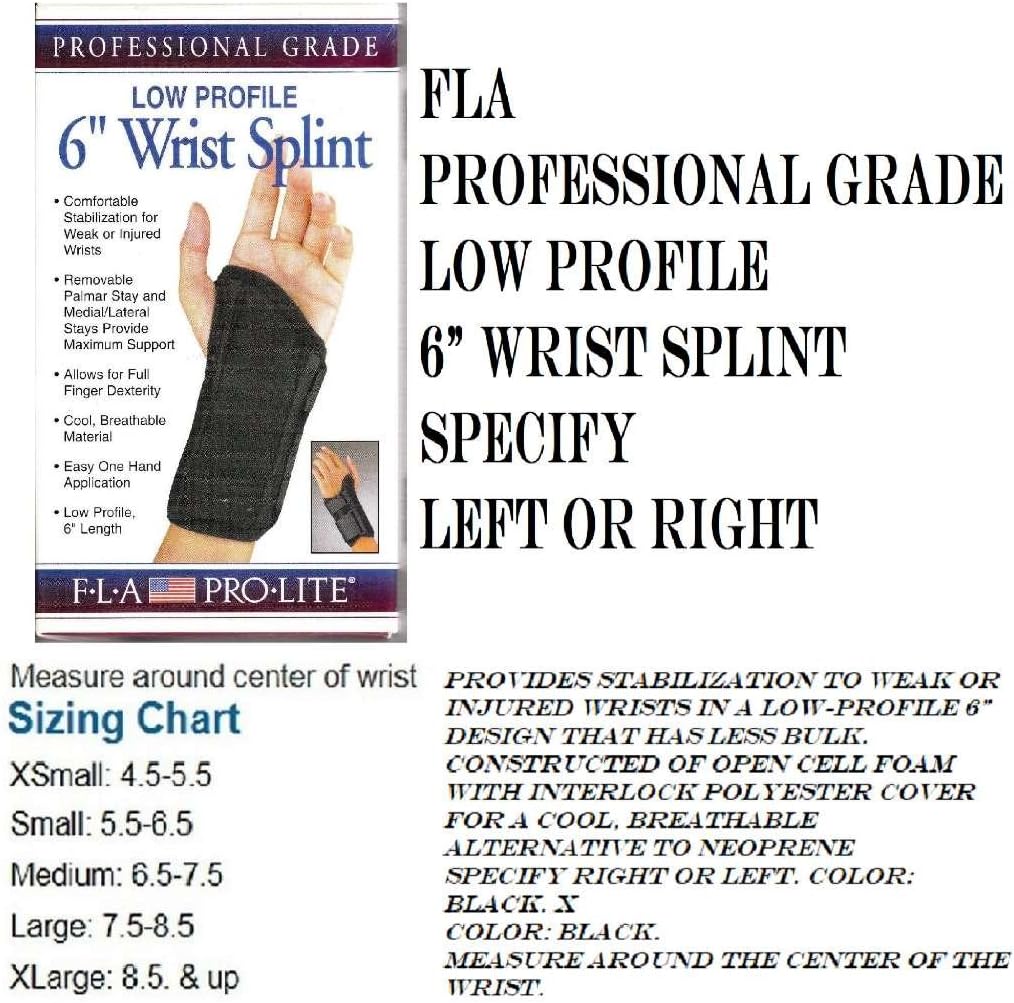 Amazon.com: Florida Orthopedics Prolite Low Profile Wrist Splint, Black ...