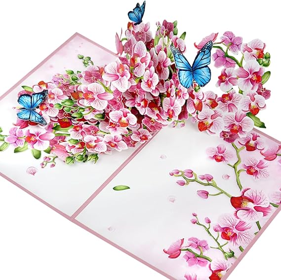 Three Dee Cards Elegant Orchid Flower Pop Up Card for Her Mum Mothers ...