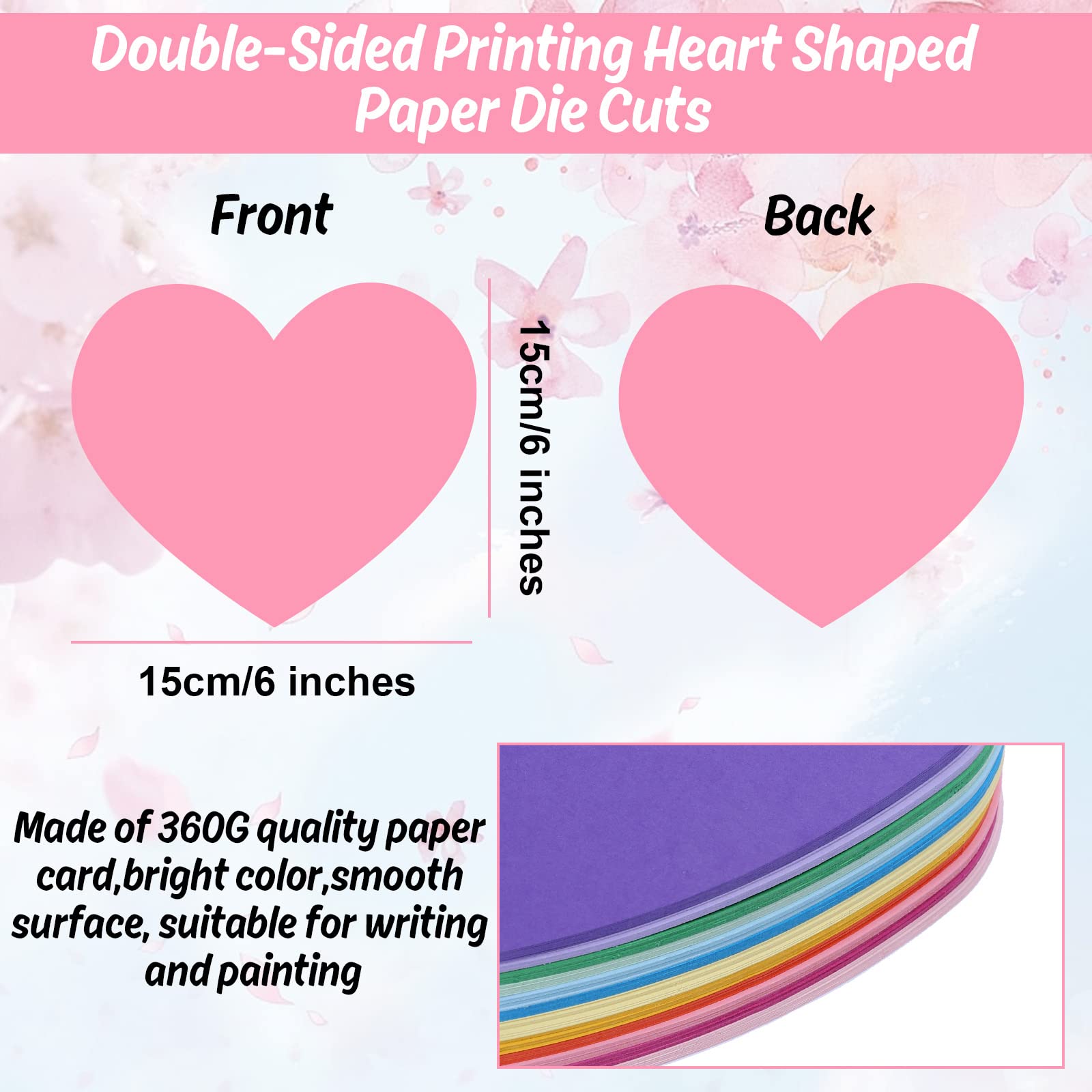 Snapklik.com : 120Pcs Heart Cutouts 12 Colors 5.9 Inch Back To School ...
