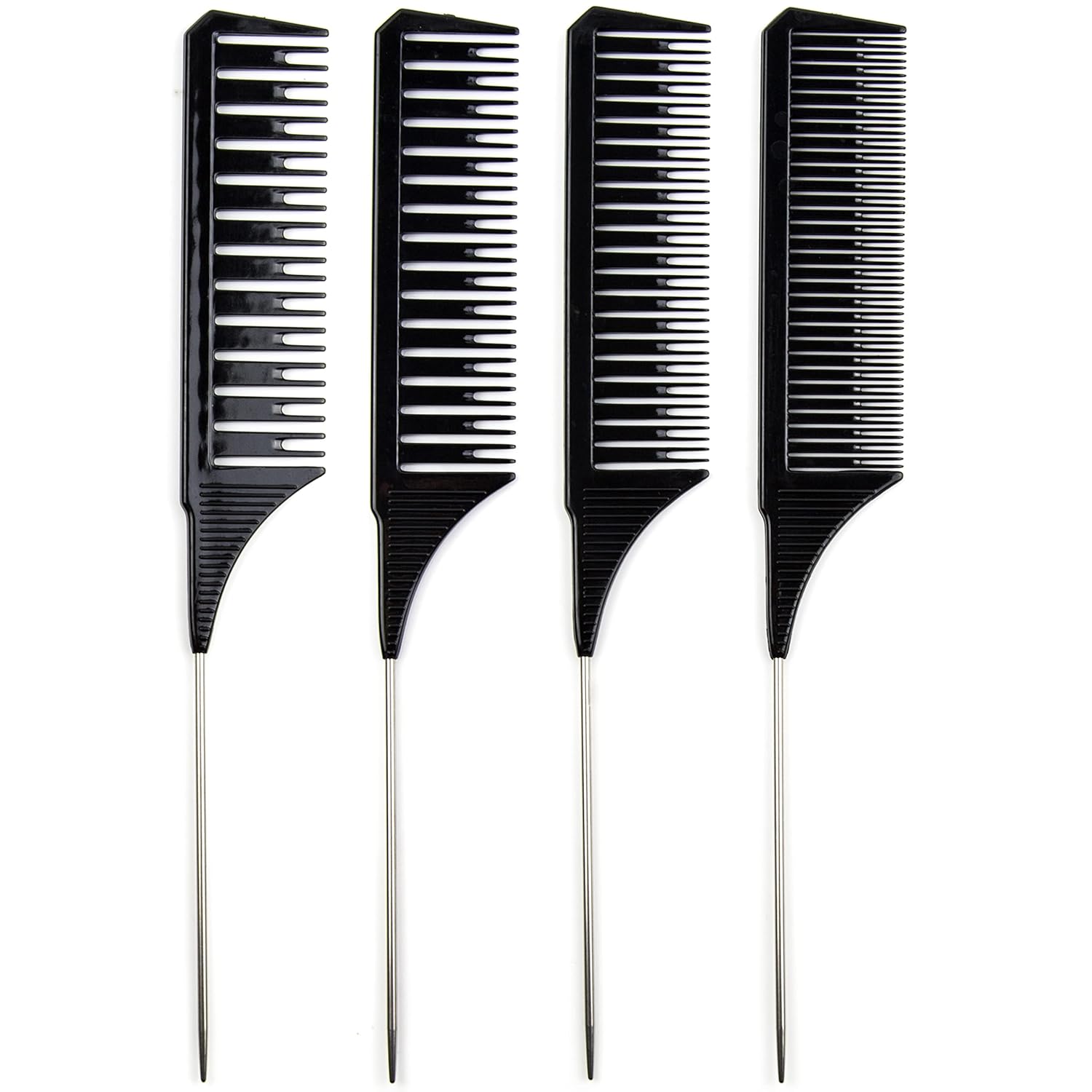 Amazon.com : Salon Highlighting Combs Set - 4 Black Pin Tail Weaving ...