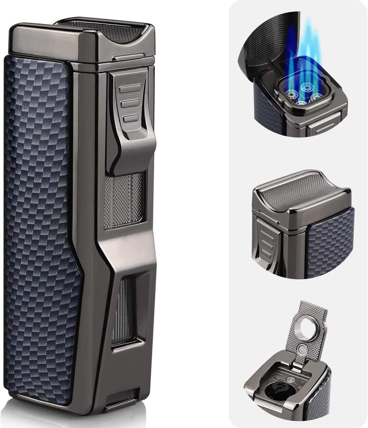 Amazon.com: Kantion 4 Jet Flame Torch Cigar Lighter - Refillable Butane ...