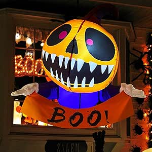 Amazon.com: 4 FT Halloween Inflatables Window Decorations with Pumpkin ...