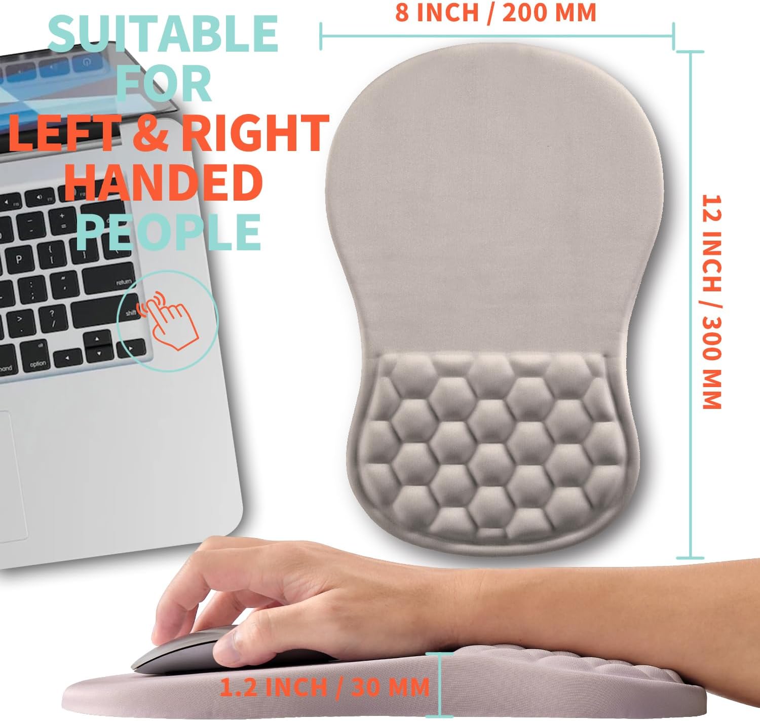 Ergonomic Mouse Pad Wrist Support with Memory Foam Massage Bulge ...