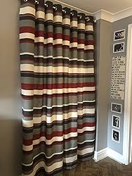 Tony's Textiles Black Red Grey Cream Striped Ring Top Fully Lined Pair ...