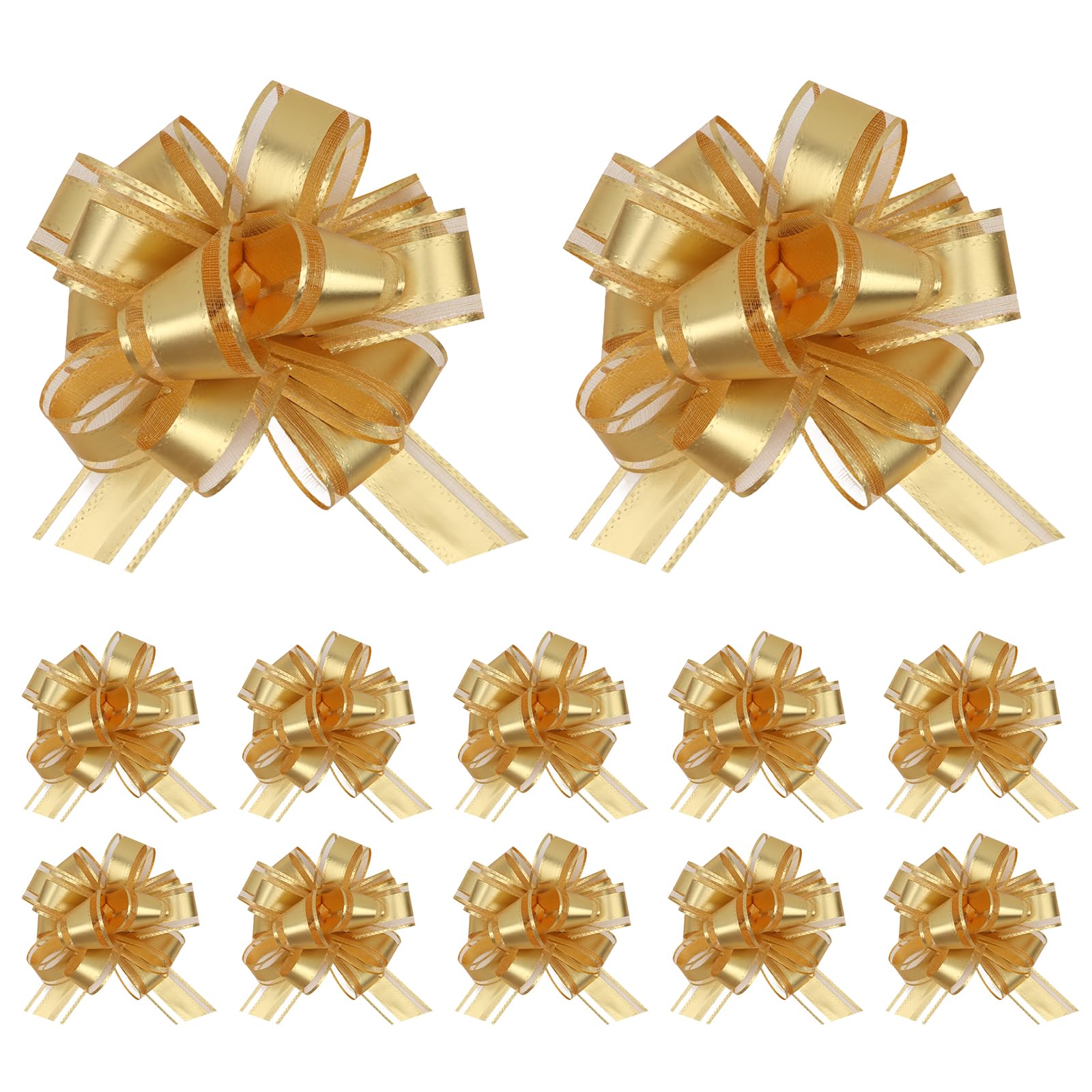 Amazon.com: 12Pcs Pull Bow Gift Wrapping Christmas Gift Bows Gold ...