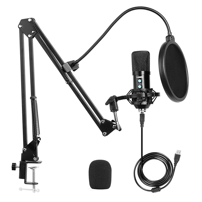 Buy TDBEST USB Microphone Kit Condenser Computer Cardioid Mic, with ...