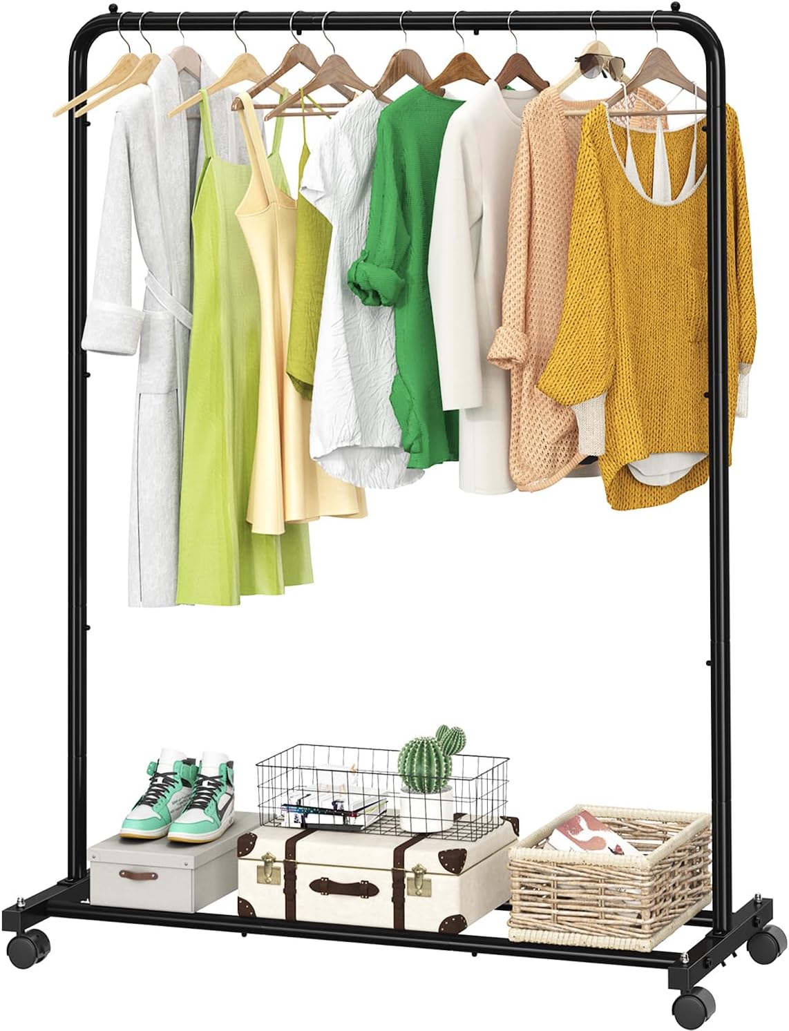 Simple Trending Standard Clothes Clothing Garment Rack with Storage ...