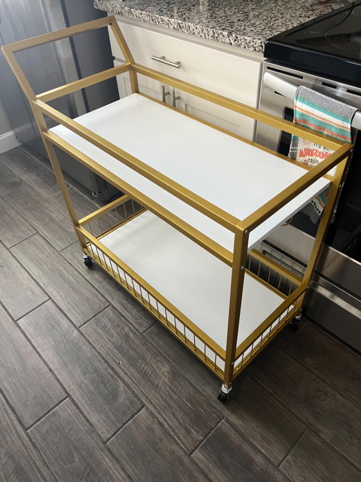 $12/mo - Finance YITAHOME Gold Bar Cart for Home, 2 Tier Rolling Mini ...
