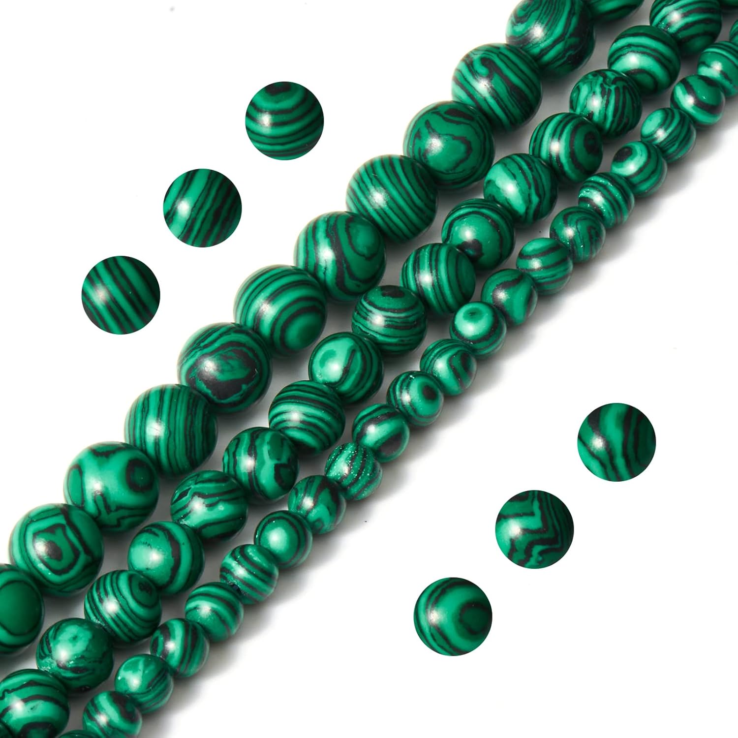 Amazon.com: 108pcs 8mm Malachite Beads Round Gemstone Beads Loose Beads ...