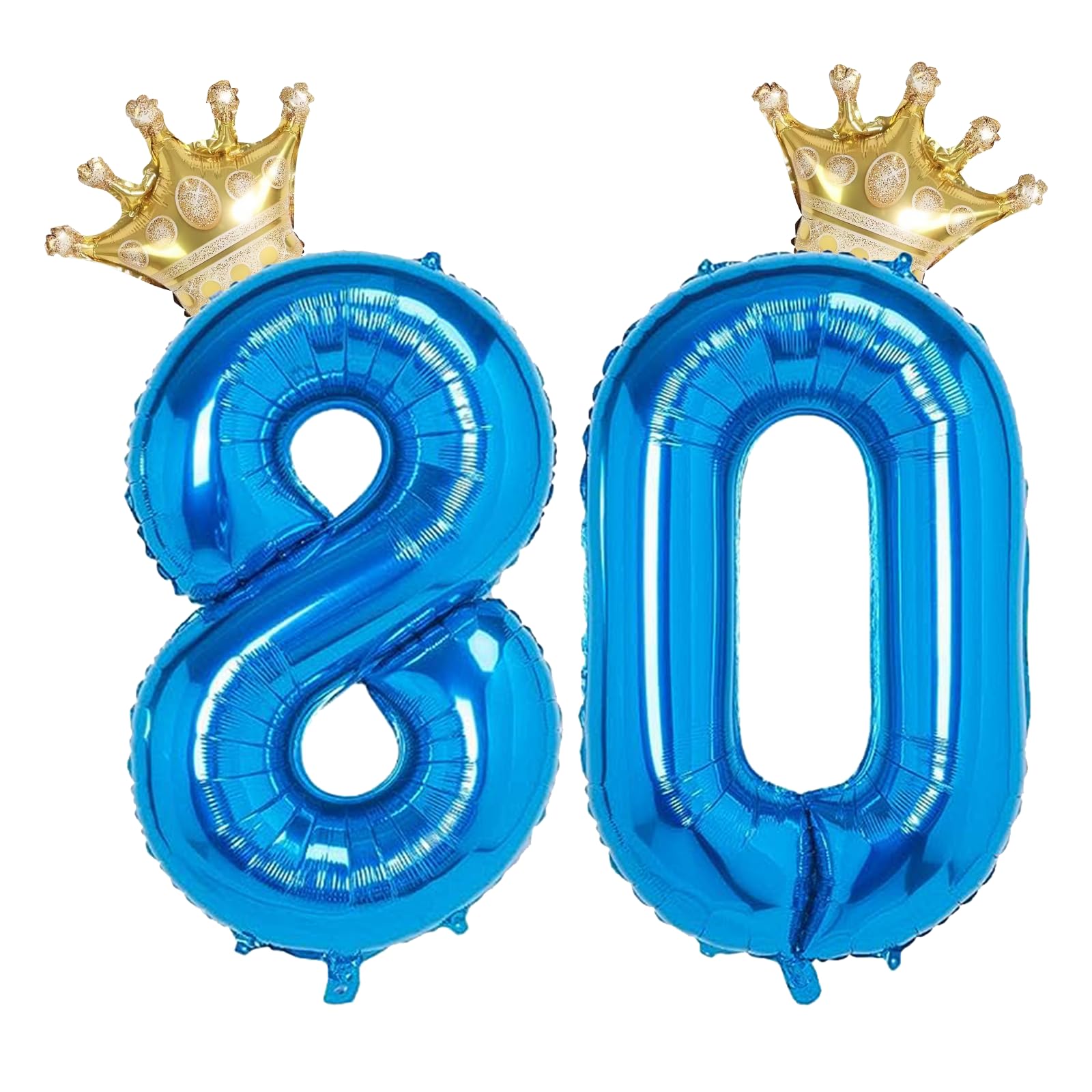 Amazon.com: 80 Number Balloon Blue 40 inch Big Foil Crown Helium 80th ...