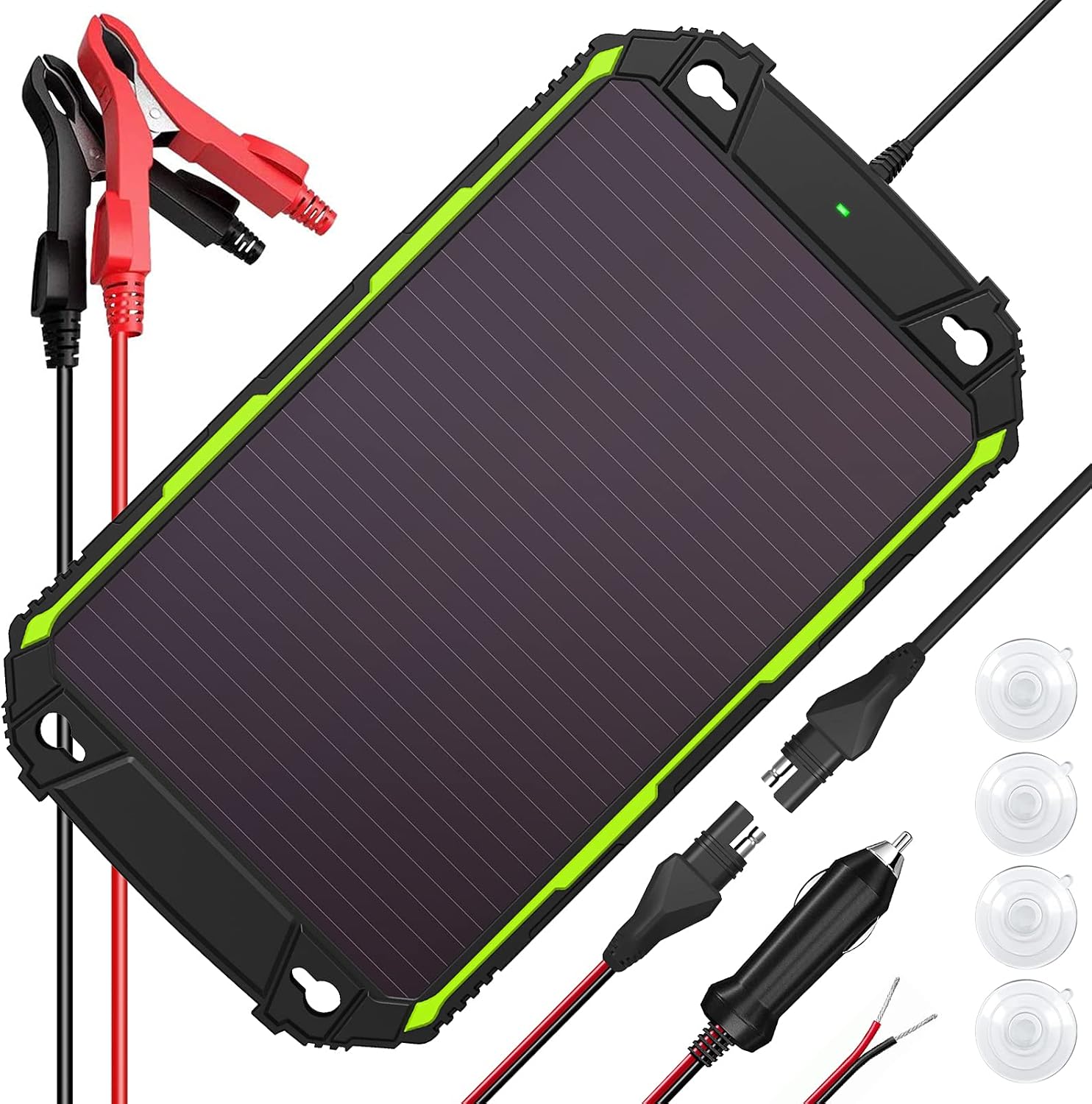 Amazon.com: 5W 12V Solar Car Battery Charger & Maintainer, Waterproof 5 ...