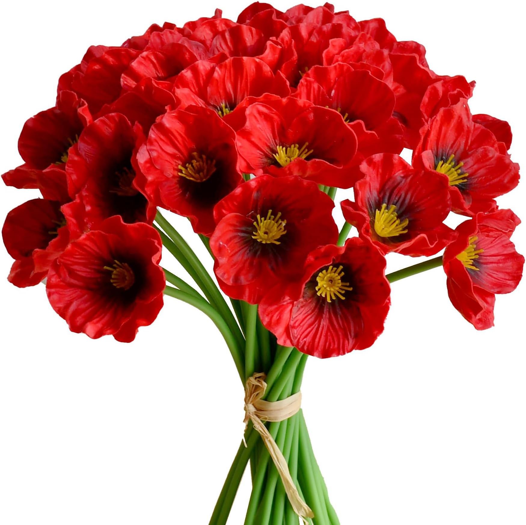 Amazon.com: 10PCS Red Poppies Artificial Flowers with Real Look/PU Real ...