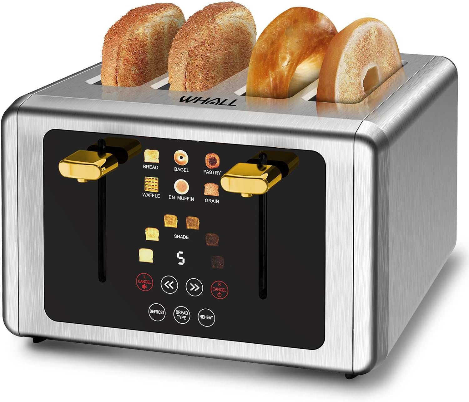 whall 4 Slice Touch Screen Toaster, Stainless Steel Toasters Digital ...