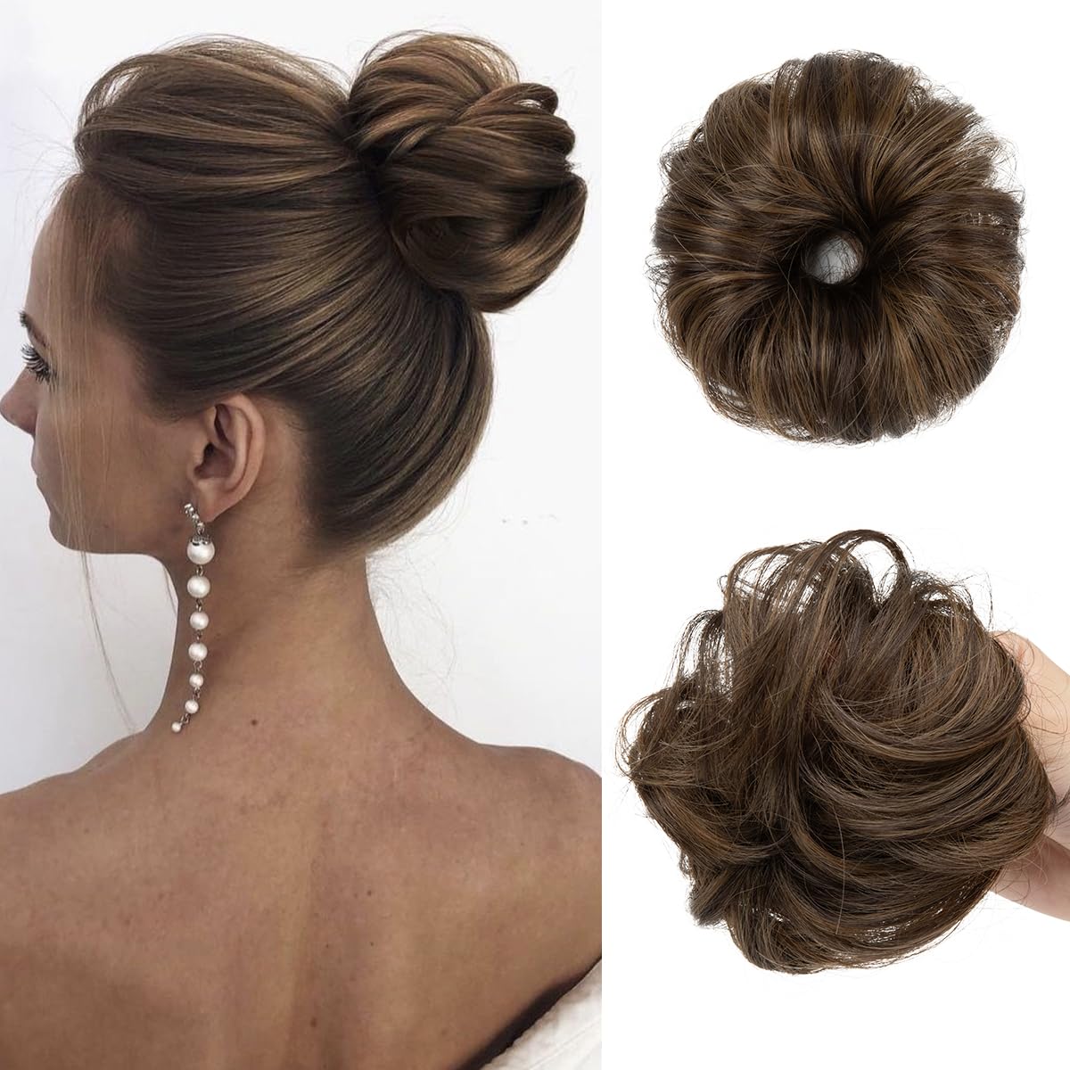 Amazon.com: CJL HAIR 2PCs Small Cute Messy Bun Hair Piece for Thin Hair ...