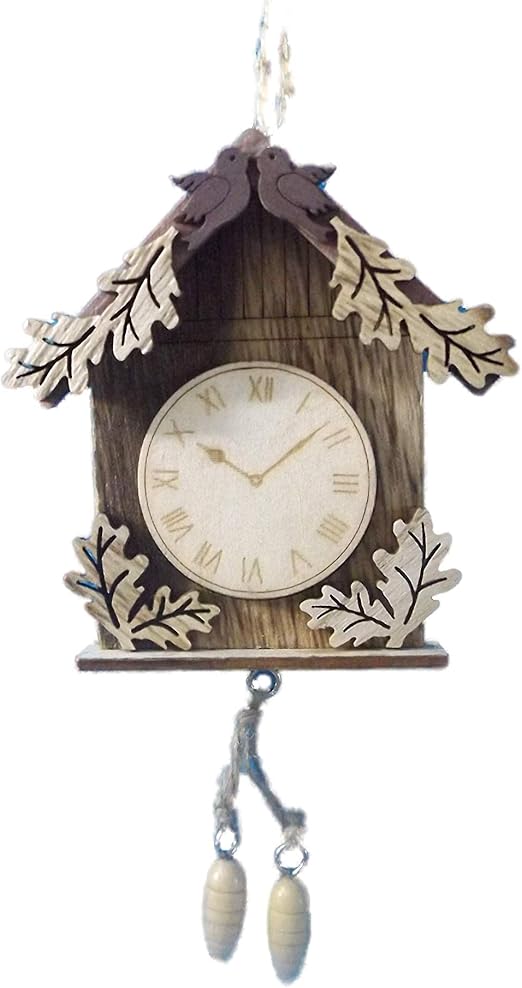 Amazon.com: Midwest Oak Leaf Cuckoo Wood Clock Christmas Tree Ornament ...
