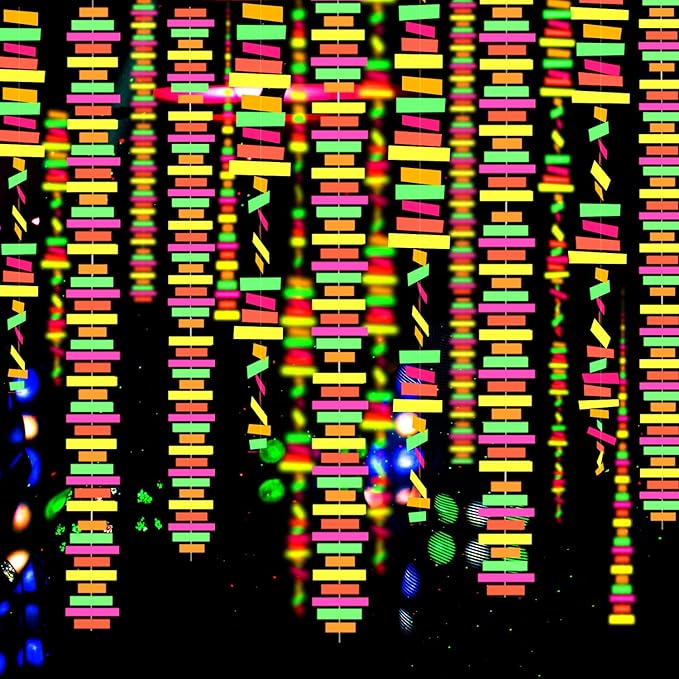 Amazon.com: 54feet UV Neon Streamers Glow Garland Stripe Hanging Glow ...