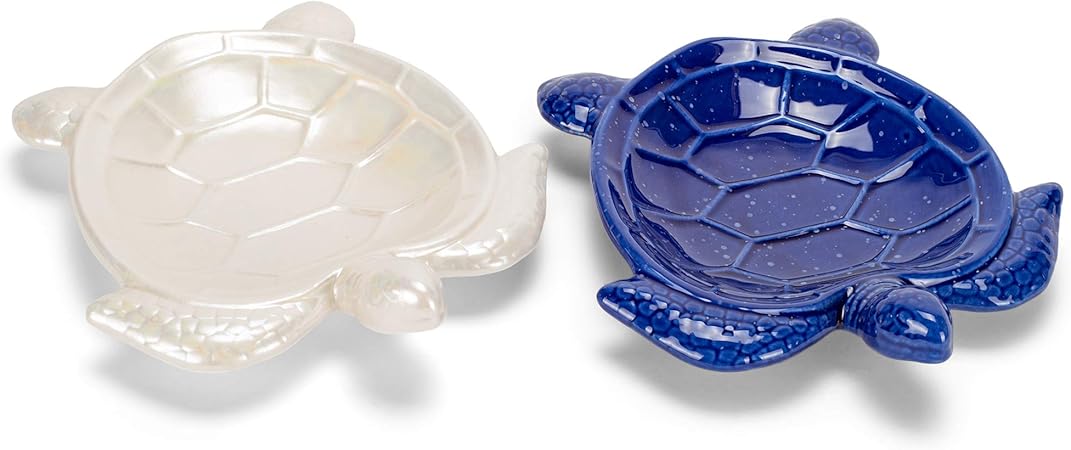 Amazon.com: Transpac Blue White Speckled Turtle 7.25 x 1.75 Dolomite ...