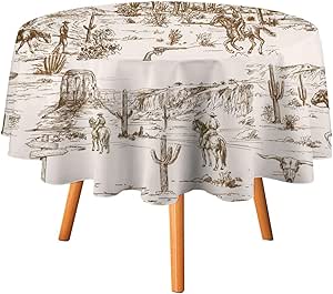 Amazon.com: Rustic Western Cowboys Round Tablecloths 70x70in Inch for ...