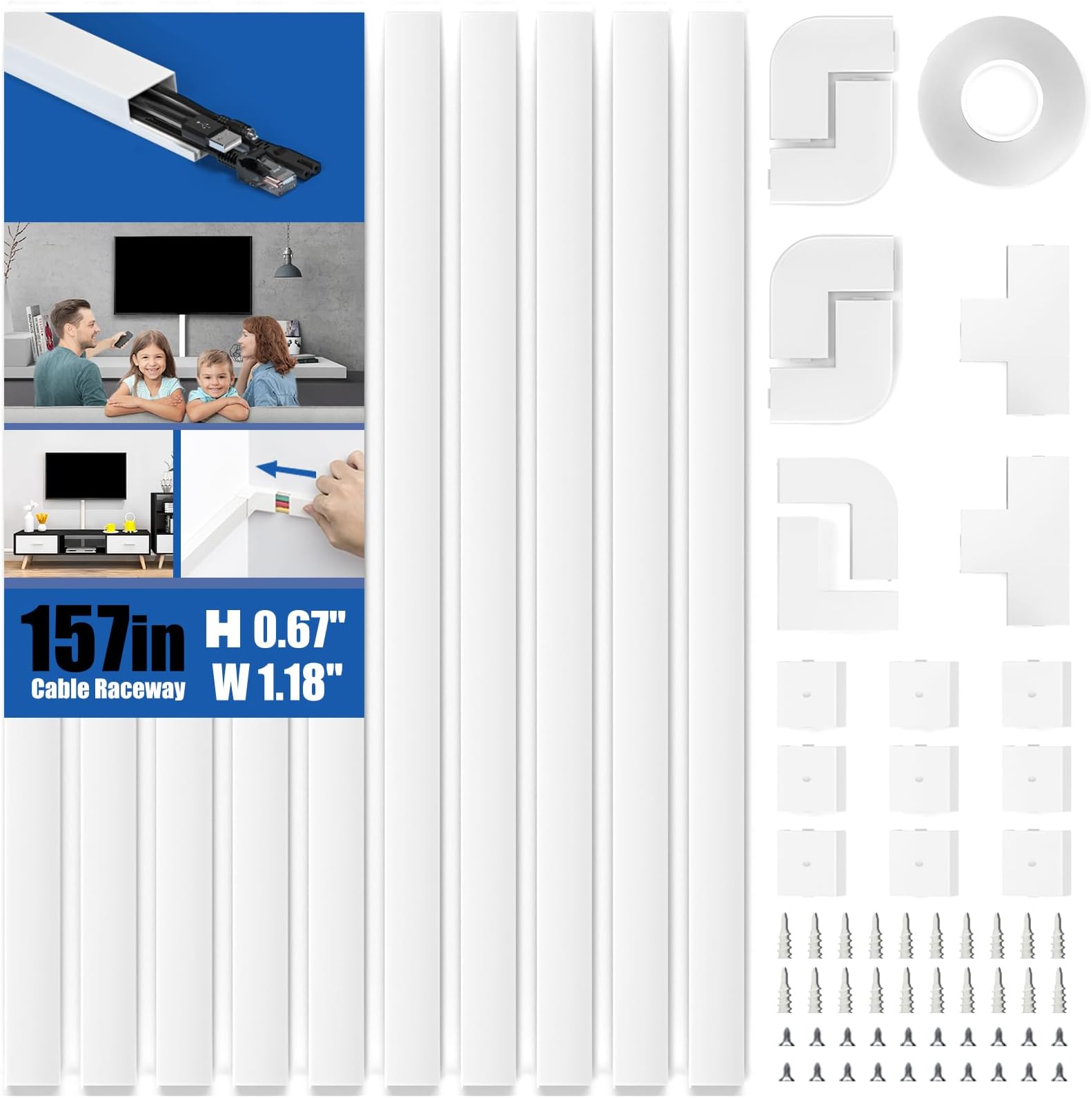 Cache-câbles mural de 400 cm – Cache-câbles à peindre pour fils sur le ...