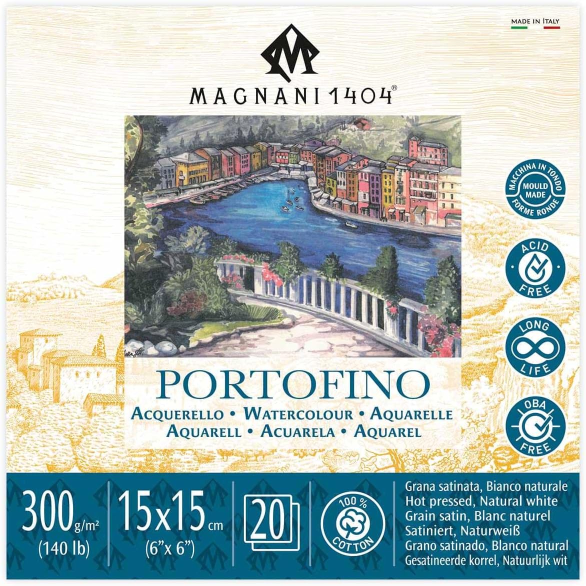 Amazon.com: Magnani 1404 Portofino Hot Press 100% Cotton Watercolor ...