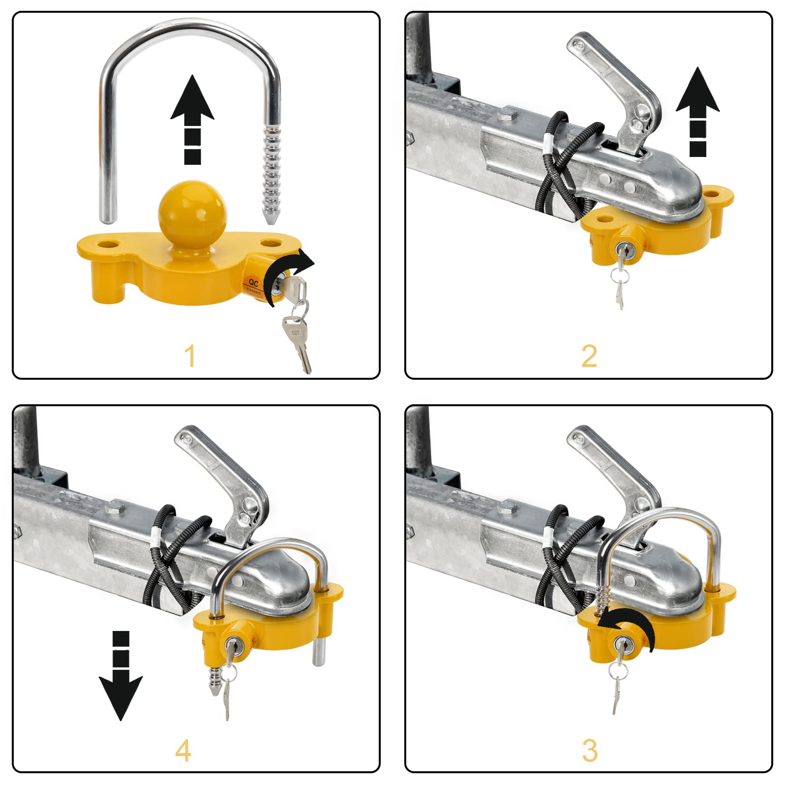 Snapklik.com : Yesland Trailer Hitch Locks, Universal Adjustable U ...