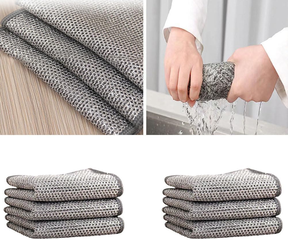 Amazon.com: 6pcsMultipurpose Wire Dishwashing Rags for Wet and Dry ...