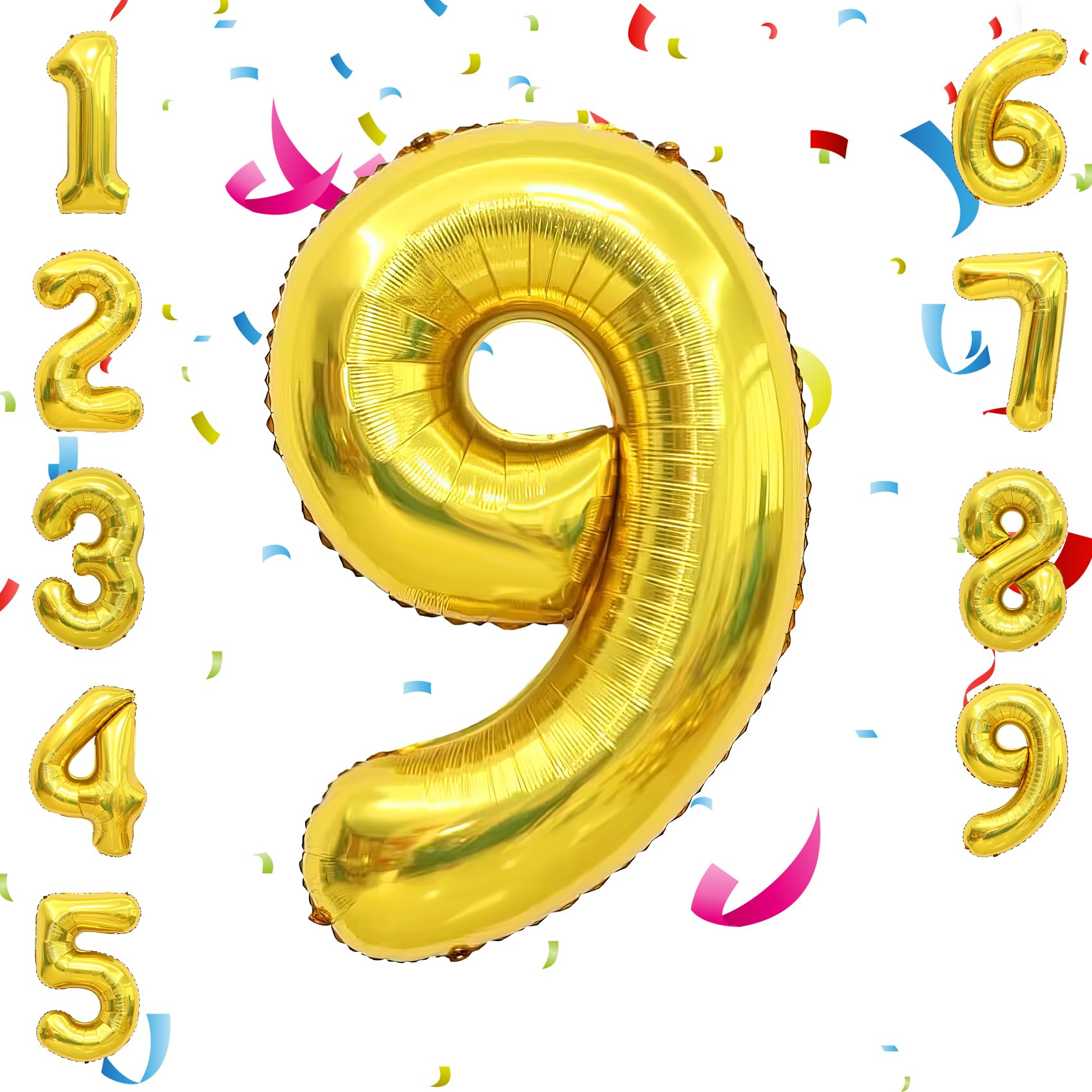 Snapklik.com : Gold Number Balloons 9 40 Inch 9 Helium Number Balloons ...