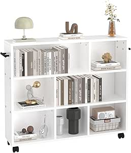 Amazon.com: VECELO Book Cart, Library Wood Rolling Book Truck with ...